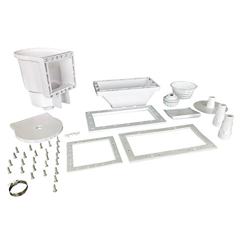 JED Pool Tools 45-430 Wide Mouth Thru-The-Wall Skimmer & Complete Acce, White