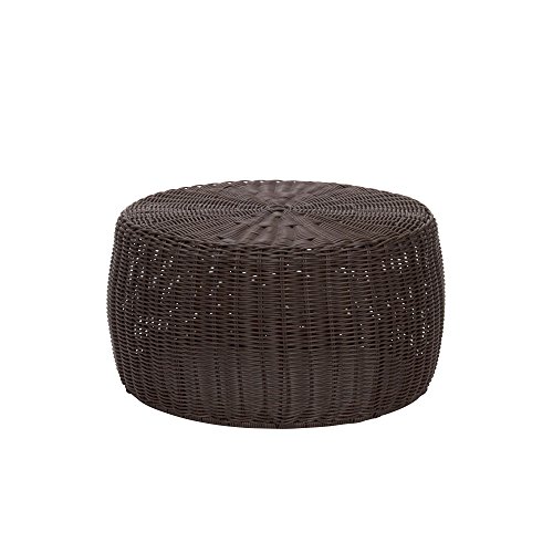 Household Essentials ML-5005 Resin Wicker Footstool Ottoman | Brown(16"D x 16"W x 9"H)