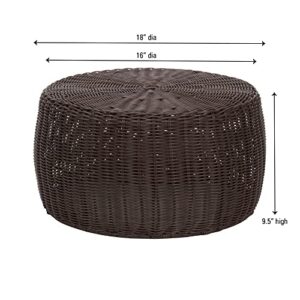 Household Essentials ML-5005 Resin Wicker Footstool Ottoman | Brown(16"D x 16"W x 9"H)