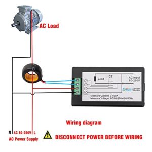 DROK 200123 Digital Multimeter AC 80-260V 100A Voltage Amperage Power Energy Meter AC Volt Amp Tester Voltmeter Ammeter Watt Meter