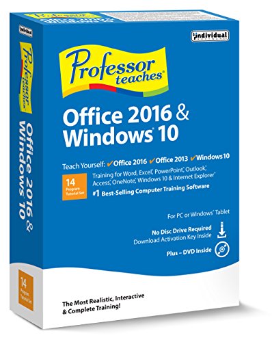 Individual Software PROFESSOR TEACHES OFFICE & WINDOWS 10 - Training for all of the Office 2016 applications and the Windows 10 operating system plus Internet Explorer!