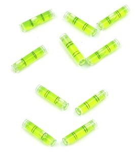 chiloskit 10 pcs cylindrical plastic bubble spirit level vials for rv tv picture frame hanging tool leveler, 8x35mm