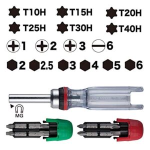 VESSEL CRYSTALINE Ratchet Screwdriver with Insert Bit SET (+, TORX, HEX (16 PC. SETJ))