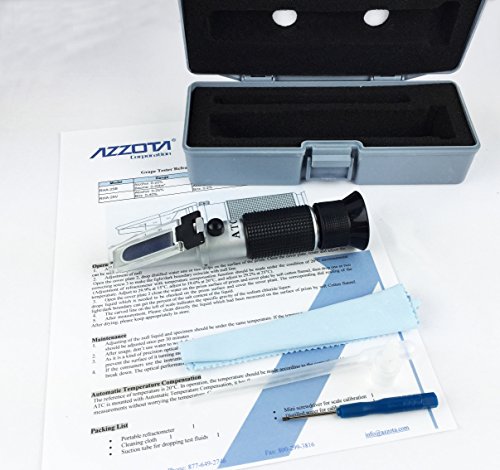 Azzota Portable 0-5% Brix Refractometer, with ATC, Heavy-Duty