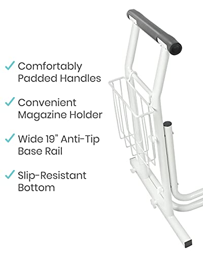 Vive Toilet Safety Rails for Elderly - Medical Bathroom Frame - Railing Helper for Handicap, Disabled, Seniors - Bariatric Assist Handrail Grab Bar - Adjustable Height, Padded Arms Fit Most Toilets