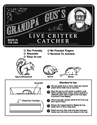 Grandpa Gus's CCT-2 Humane Live Catch & Release Critter & Rodent Trap, Indoor/Outdoor Reusable with No Poison/Glue & No Killing (Pack of 2)