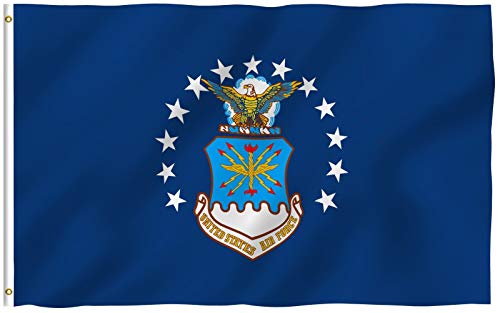 ANLEY Fly Breeze 3x5 Foot US Air Force Flag - Vivid Color and Fade Proof - Canvas Header and Double Stitched - United States Air Force Military Polyester Flags with Brass Grommets 3 X 5 Ft