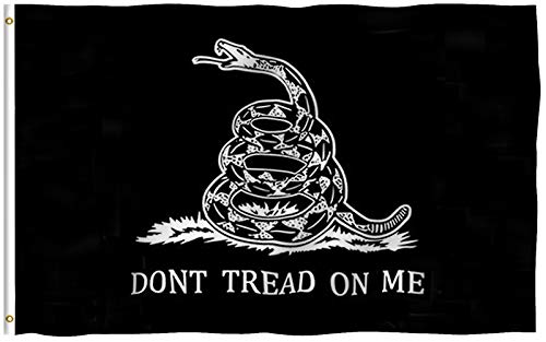 ANLEY Fly Breeze 3x5 Foot Black Don't Tread On Me Flag - Vivid Color and Fade Proof - Canvas Header and Double Stitched - Flags Polyester with Brass Grommets 3 X 5 Ft