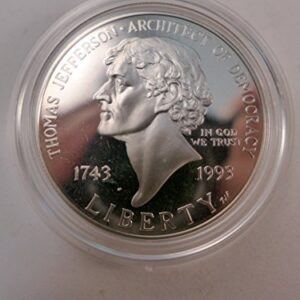 1993 Thomas Jefferson 250th Anniversary Silver Dollar Proof $1 Mint State US Mint