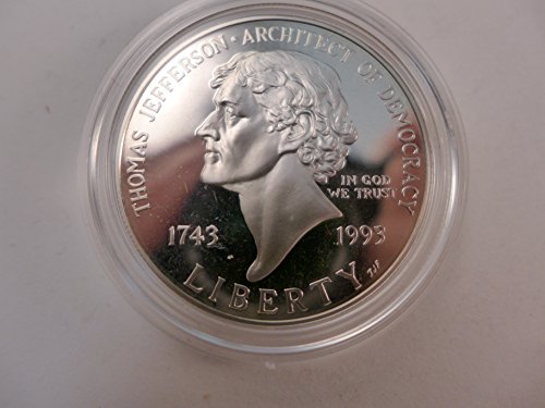 1993 Thomas Jefferson 250th Anniversary Silver Dollar Proof $1 Mint State US Mint