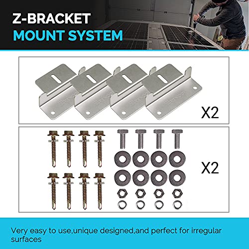 Renogy 200 Watts 12 Volts Monocrystalline RV Solar Panel Kit with Adventurer 30A LCD PWM Charge Controller and Mounting Brackets for RV, Boats, Trailer, Camper, Marine, Off-Grid Solar Power System