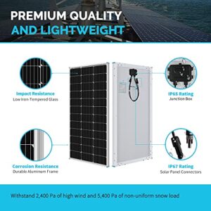 Renogy 200 Watts 12 Volts Monocrystalline RV Solar Panel Kit with Adventurer 30A LCD PWM Charge Controller and Mounting Brackets for RV, Boats, Trailer, Camper, Marine, Off-Grid Solar Power System