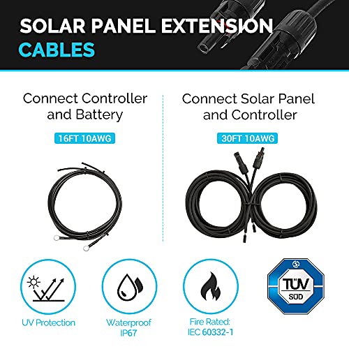 Renogy 200 Watts 12 Volts Monocrystalline RV Solar Panel Kit with Adventurer 30A LCD PWM Charge Controller and Mounting Brackets for RV, Boats, Trailer, Camper, Marine, Off-Grid Solar Power System