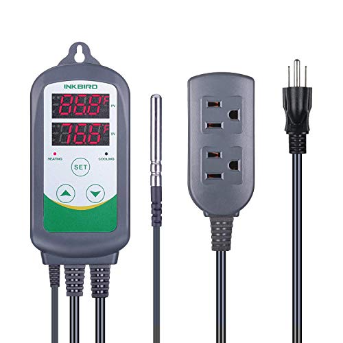 Inkbird ITC308 Freezer Thermostat Heating Cooling Plug Temperature Controller Outlet 110V 1200W Digital Temp Control for Greenhouse Heater Cooler Reptile Brewing Fermentation Kegerator Probe