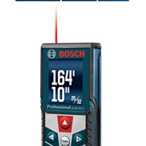 BOSCH Blaze GLM50C Bluetooth Enabled 165ft Laser Distance Measure with Color Backlit Display