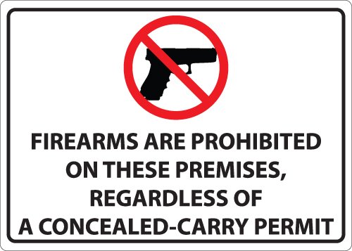 Zing Green Products 1826A Recycled Aluminum "Firearms Are Prohibited" Sign, 10" Length, 7" Width,