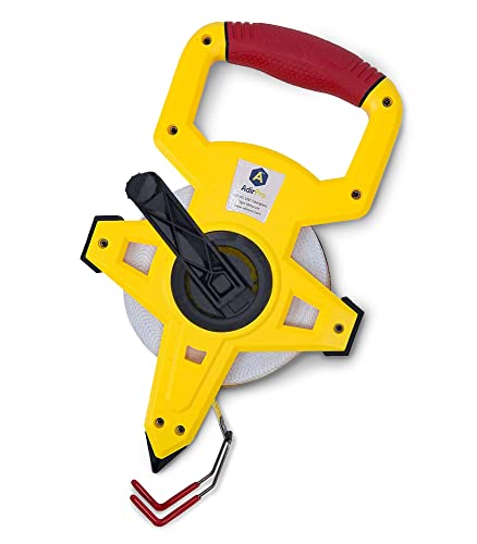 AdirPro Fiberglass 100' Appraiser’s Measuring Tape Tape Rule with Extra Large Metal End Hook for Precise Measurements, Perfect for Appraisers, Surveyors, Landscapers