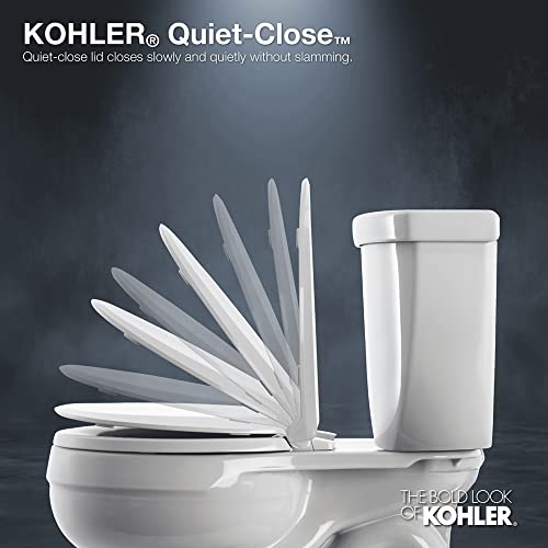 KOHLER 75758-0 Cachet Nightlight Quiet-Close with Grip-Tight Round-Front Toilet Seat in White