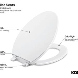 KOHLER 75758-0 Cachet Nightlight Quiet-Close with Grip-Tight Round-Front Toilet Seat in White