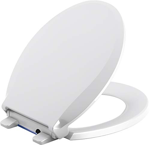 KOHLER 75758-0 Cachet Nightlight Quiet-Close with Grip-Tight Round-Front Toilet Seat in White