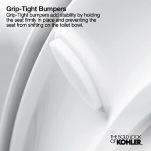 KOHLER 75758-0 Cachet Nightlight Quiet-Close with Grip-Tight Round-Front Toilet Seat in White