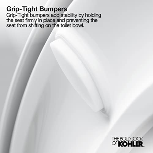 KOHLER 75758-0 Cachet Nightlight Quiet-Close with Grip-Tight Round-Front Toilet Seat in White