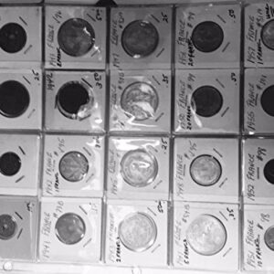 20 French Franc Coins Different Denominations; 19th & 20th Centuries (Not all Years)