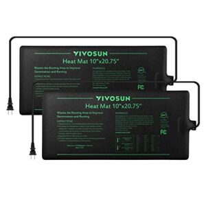 vivosun 2 pack durable waterproof seedling heat mat 10" x 20.75" ul & met-certified warm hydroponic heating pad for germination, indoor gardening, greenhouse