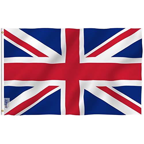 Anley Fly Breeze 3x5 Foot United Kingdom UK Flag - Vivid Color and Fade proof - Canvas Header and Double Stitched - British National Flags Polyester with Brass Grommets 3 X 5 Ft