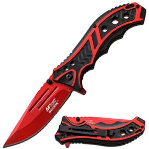 mtech ballistic "lifestream" spring assist knife - red