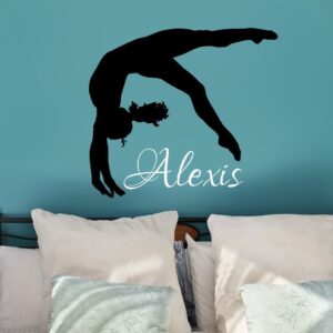 personalized gymnastics wall decal, gymnast wall decor, gymnastic gifts, 30 colors & several sizes