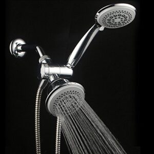 DreamSpa Luxury 36 Setting Large Showerhead and Hand-Shower Dual 3-Way-Combo by Top Brand Manufacturer (Fixed and Handheld Shower-Heads, Water-Diverter, Extra Long 6 ft Stainless Steel Shower-Hose)