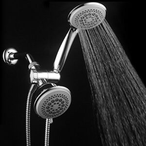 DreamSpa Luxury 36 Setting Large Showerhead and Hand-Shower Dual 3-Way-Combo by Top Brand Manufacturer (Fixed and Handheld Shower-Heads, Water-Diverter, Extra Long 6 ft Stainless Steel Shower-Hose)