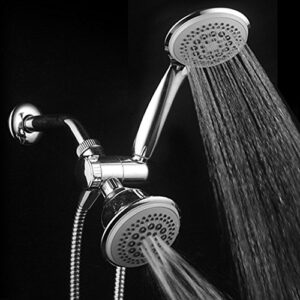 DreamSpa Luxury 36 Setting Large Showerhead and Hand-Shower Dual 3-Way-Combo by Top Brand Manufacturer (Fixed and Handheld Shower-Heads, Water-Diverter, Extra Long 6 ft Stainless Steel Shower-Hose)