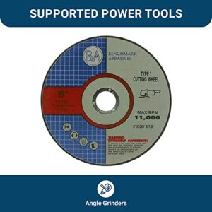 Benchmark Abrasives 6" Aluminium Oxide Quality Thin Cut Off Wheel for Metal and Stainless Steel 0.045" Thick 7/8" Arbor, Angle Grinder Wheel, Fast Burr-Free Cutting Wheel - 100 Pack