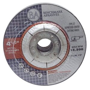 Benchmark Abrasives 4-1/2" Aluminum Oxide Depressed Center Thin Cut Off Wheel .040" Thick 7/8"Arbor, Metal Cutting Grinding Wheel, Angle Grinding Cutting Wheel - 50 Pack