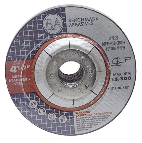 Benchmark Abrasives 4-1/2" Aluminum Oxide Depressed Center Thin Cut Off Wheel .040" Thick 7/8"Arbor, Metal Cutting Grinding Wheel, Angle Grinding Cutting Wheel - 50 Pack