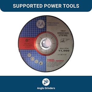 Benchmark Abrasives 6" Aluminum Oxide Depressed Center Thin Cut Off Wheel .045" Thick 7/8"Arbor, Metal Cutting Grinding Wheel, Angle Grinding Cutting Wheel - 25 Pack