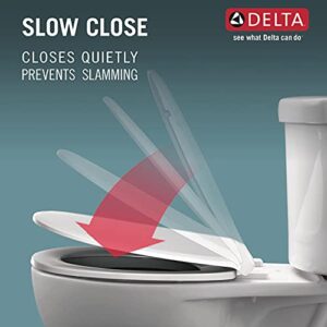 Delta Faucet Morgan Elongated Slow-Close White Toilet Seat with Non-Slip Seat Bumpers, White 811903-WH