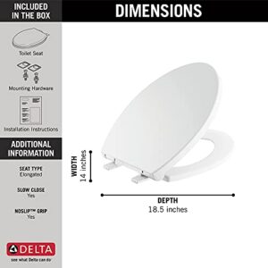 Delta Faucet Morgan Elongated Slow-Close White Toilet Seat with Non-Slip Seat Bumpers, White 811903-WH