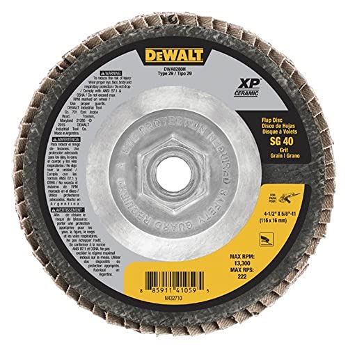 DEWALT DWA8280H 40G T29 XP Ceramic Flap Disc, 4-1/2" x 5/8"