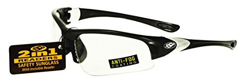 SSP Eyewear 2.50 Bifocal/Reader Safety Glasses with Black Frames and Clear Anti-Fog Lenses, Entiat 2.5 BLK CL A/F,Black - Clear