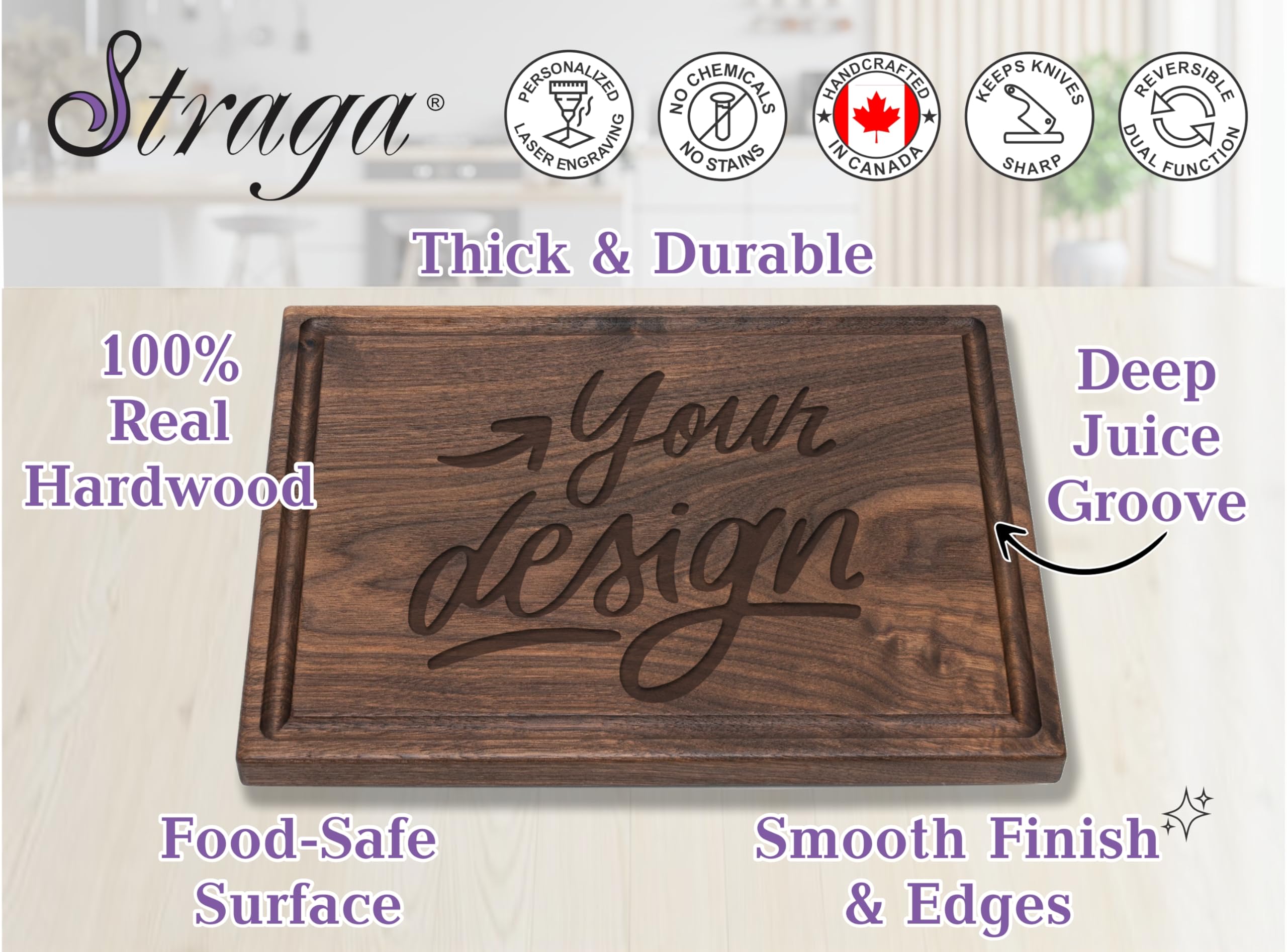 Straga Personalized Cutting Boards | Handmade Wood Engraved Charcuterie | Custom Housewarming, Home Purchase Gift for Homeowners, Real Estate Agents (Quote Design No.301)