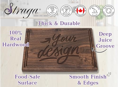 Straga Personalized Cutting Boards | Handmade Wood Engraved Charcuterie | Custom Wedding, Anniversary, Engagement Gift for Couples (Artistic Swirl Design No.206)