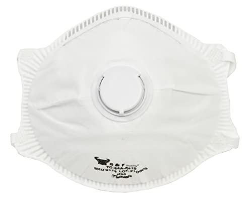 9116 Particulate Respirator Dust Mask with Valve, Two-Strap Cup Style Design, Lightweight with Cushioning Nose Foam, NIOSH Approved 10 Masks