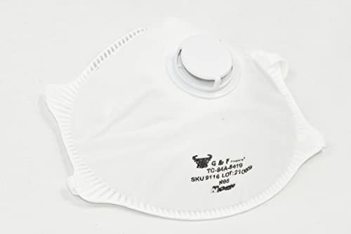 9116 Particulate Respirator Dust Mask with Valve, Two-Strap Cup Style Design, Lightweight with Cushioning Nose Foam, NIOSH Approved 10 Masks