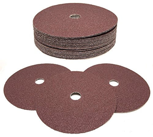 Benchmark Abrasives 7" Aluminum Oxide Resin Fiber Grinding and Sanding Discs for Wood and Fiberglass 7/8" Arbor, Use with Angle Grinder (25 Pack) - 24 Grit