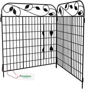 amagabeli 2 pack decorative garden fence border 36in(l)x44in(h) animal barrier dogs rustproof landscape wrought iron fencing gate folding patio flower bed black et043