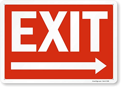 "Exit" Sign with Right Arrow by SmartSign | 10" x 14" Plastic