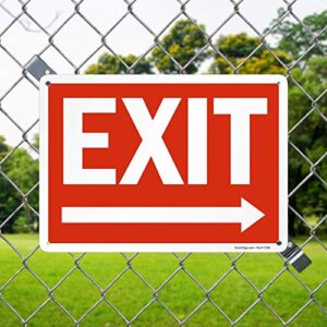 "Exit" Sign with Right Arrow by SmartSign | 10" x 14" Plastic